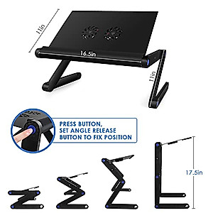 Laptop Table, Adjustable Laptop Bed Table, Portable Laptop Workstation Notebook Stand Reading Holder,Ergonomic Lap Desk TV Bed Tray Standing Desk