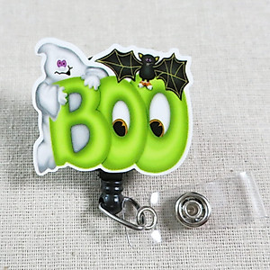 Cute BOO Halloween Badge Reel, Ghost Bat Badge Clip, Funny Halloween BOO Badge Holder, Funny Nurse Retractable Badge ID Holder, RN Badge Reel, PT Gift, Phlebotomy Badge