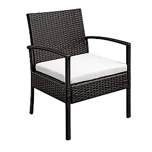 SOONEEDEAR 2pcs Arm Chairs 1pc Love Seat & Tempered Glass Coffee Table Rattan Sofa Set Brown Gradient, Patio Furniture Set, Living Room Furniture Sets, Home Studio Furniture Conversation Sets