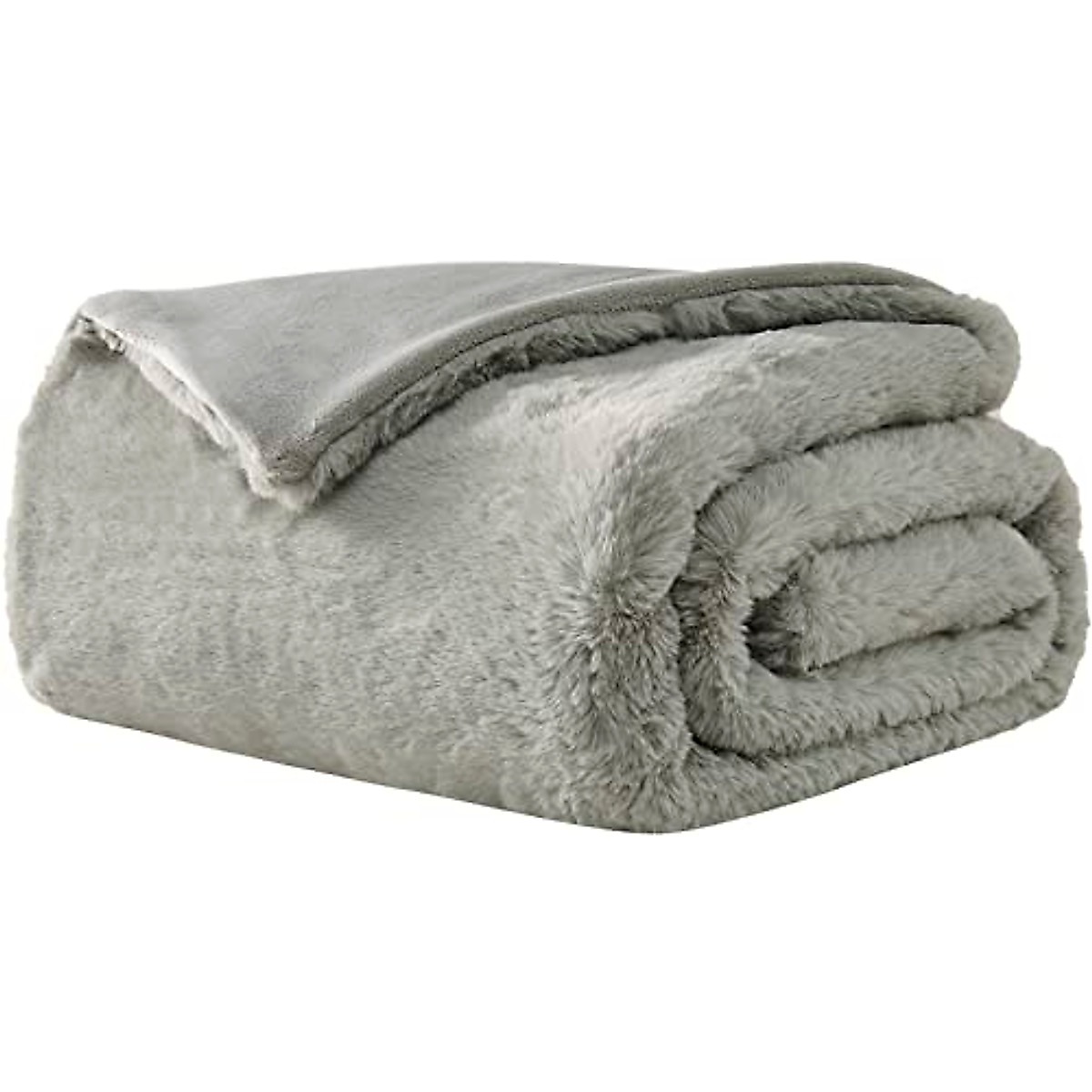 UGG 16800 Euphoria Plush Faux Fur Reversible Throw Blanket for Couch or Bed Luxury Hotel Style Blankets Machine Washable Easy Care Soft Throw Blanket for Bed or Living Room, 70 x 50-inch, Seal