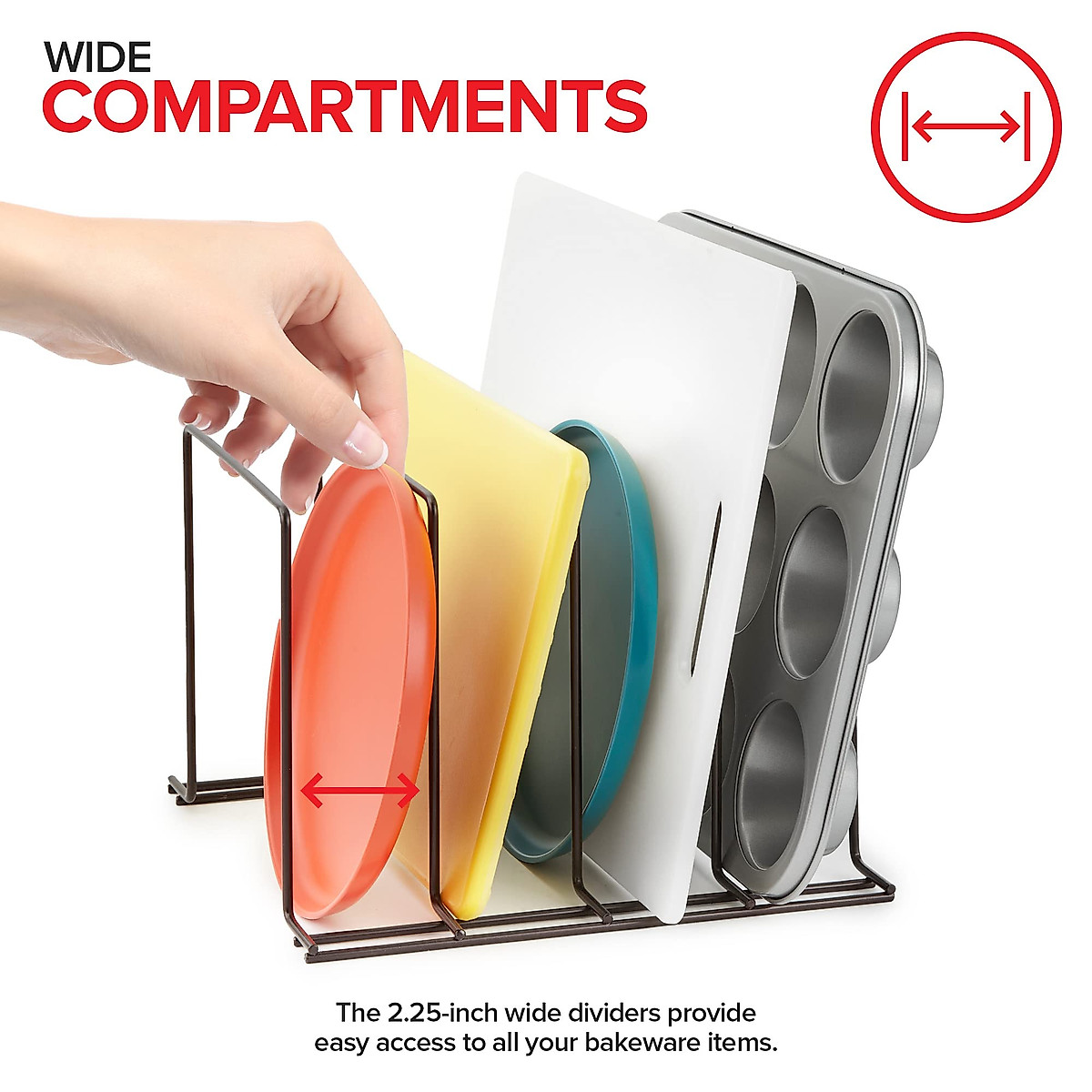 Stock Your Home Bronze (2 Pack) Steel Baking Pan Organizer Rack for Cabinet or Counter, Holder for Kitchen Cutting Boards, Pot Lids, or Cookie Sheets - Rust Proof Wire, Drying Storage