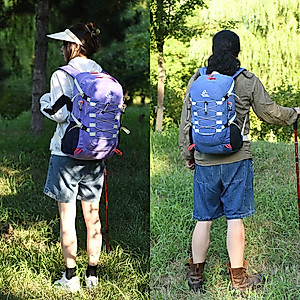 Bseash 40L Waterproof Hiking Backpack with Rain Cover, Outdoor Sport Travel Bag Daypack for Camping Climbing Skiing Cycling (Milk Green)