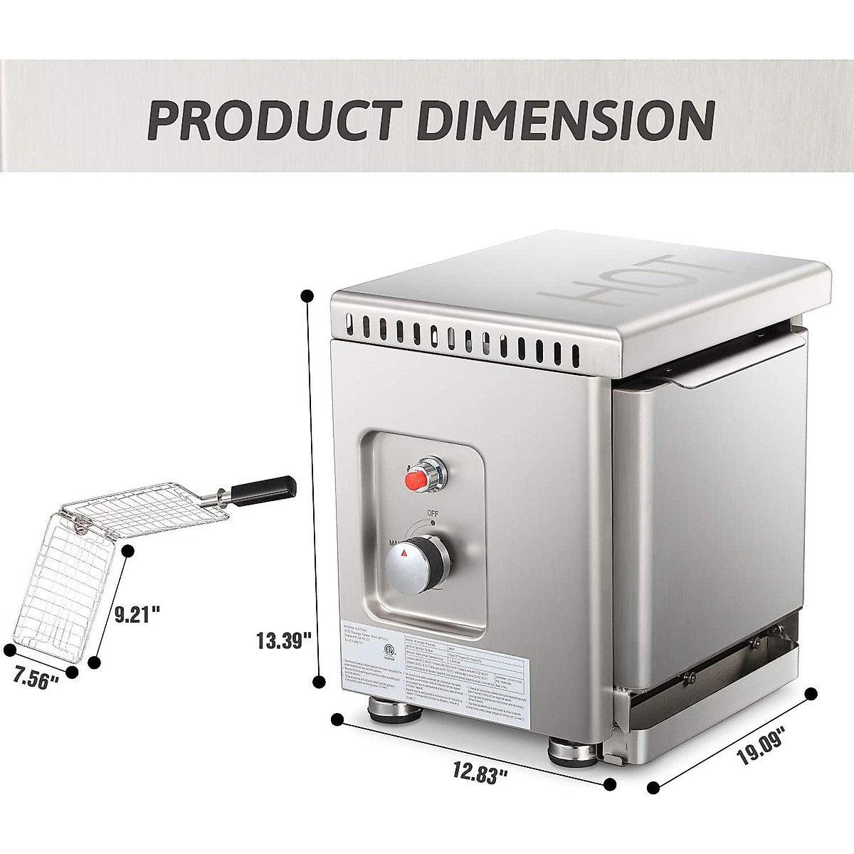 R.W.FLAME Infrared Propane Gas Grill Tabletop, Stainless Steel Small Barbecue Grill, Compact BBQ Grill with Probe, Foldable Dustproof Panel, Grilling Basket, Temperature Control,Less Smoke