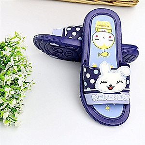 IUU Cute Little Kids Bath Slippers Non-Slip Slippers EVA House Slippers Beach Flip-Flops (Blue,Pink) (7M/18cm US Toddler, Blue)