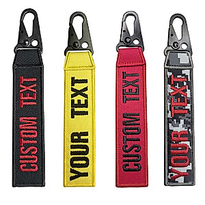 silkmilk Custom Keychain, Personalized Keyring Double Sided Embroidery, Automotive Key Chain For Motorcycle Car & Bike (1-Line-Text)