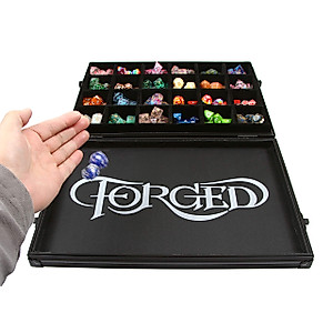 Forged Dice Co. Dice Display Case and Rolling Tray with Removable Divided Dice Tray - Storage Box Holds up to 240 Metal or Plastic Polyhedral Dice Sets - Great for Dice Collectors or RPG D&D Games