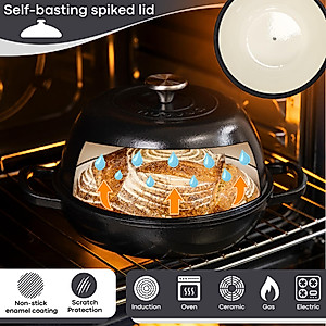 Enamelled Cast Iron Dutch Oven Pot – Dutch Oven For Sourdough Bread Baking – Cast Iron Bread Pot – Red, 6 Quarts, 22cm – by Nuovva