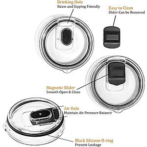 Magnetic Slider Replacement Block, Compatible with YETI Lids 10 oz, 14 oz, 16 oz, 20 oz, 26 oz, 30 oz, Black(2 Pack)