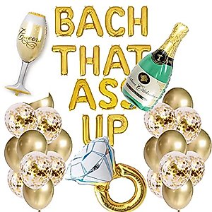 HEETON Bachelorette Party Bach That Balloon Banner Brunch Bridal Shower Party Decorations Nash Bachelorette Party Sign Gold Floral Decorations for Bridal Shower Bubbly Bar