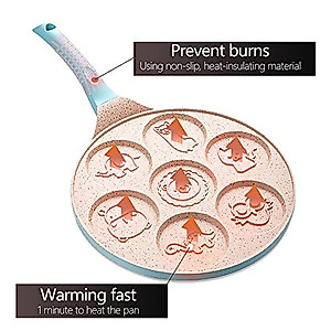 MINTER Pancake Pan With 7 Animal Designs for kids - Round Ceramic Pancake Pan Nonstick Surface & Comfortable Handle - Mini Pancake Crepe Pans Griddle Nonstick (pink)