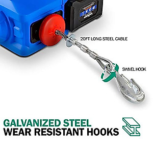 Landworks Electric Towing Winch Hoist Portable Cordless 1000 lbs 1/2 Ton Max Weight Brushless Motor Li-Ion Battery Powered 20' Foot Steel Braided Cable for Off Road ATV Truck Boat Trailer Hunting