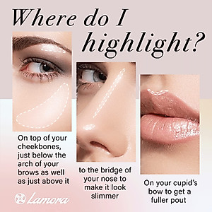 Highlighter Palette Highlighter Makeup Iluminador - Glow Bronzer Powder Makeup Highlighter Kit With Mirror - 4 Highly Pigmented Face Highlighter Shimmer Colors - Vegan, Cruelty Free & Hypoallergenic