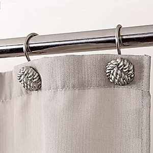 Decorative Shower Curtain Hooks Rings: PopKozzi Rust Proof Matte Nickel Metal Shower Curtain Rings - Boho Nautical Silver Shower Curtain Hangers for Bathroom - Set of 12