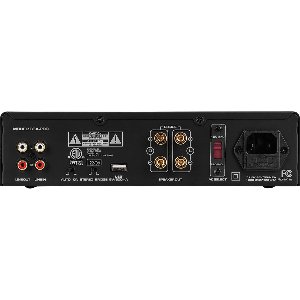 Dayton Audio BSA-200 200 Watt Bridgeable Stereo Bass Shaker and Subwoofer Amplifier with Remote - 110 WPC RMS at 2 Ohms, 230 Watts RMS at 4 Ohms Bridged