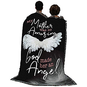 My Mother was So Amazing God Made Her an Angel Blanket - Sympathy Bereavement Gift Tapestry Throw Woven from Cotton - Made in The USA (72x54)