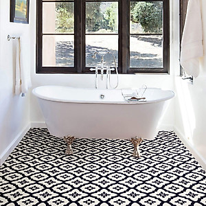 FloorPops FP2480 Comet Peel & Stick Floor Tiles, Black