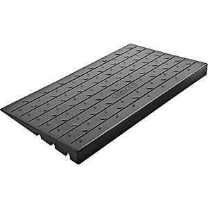 VEVOR , 2.6" Rise threshold ramp Doorway, 3 Channels Cord Cover Rubber Solid, Rubber Angled Entry Rated 2200Lbs Load Capacity for Wheelchair and Scooter