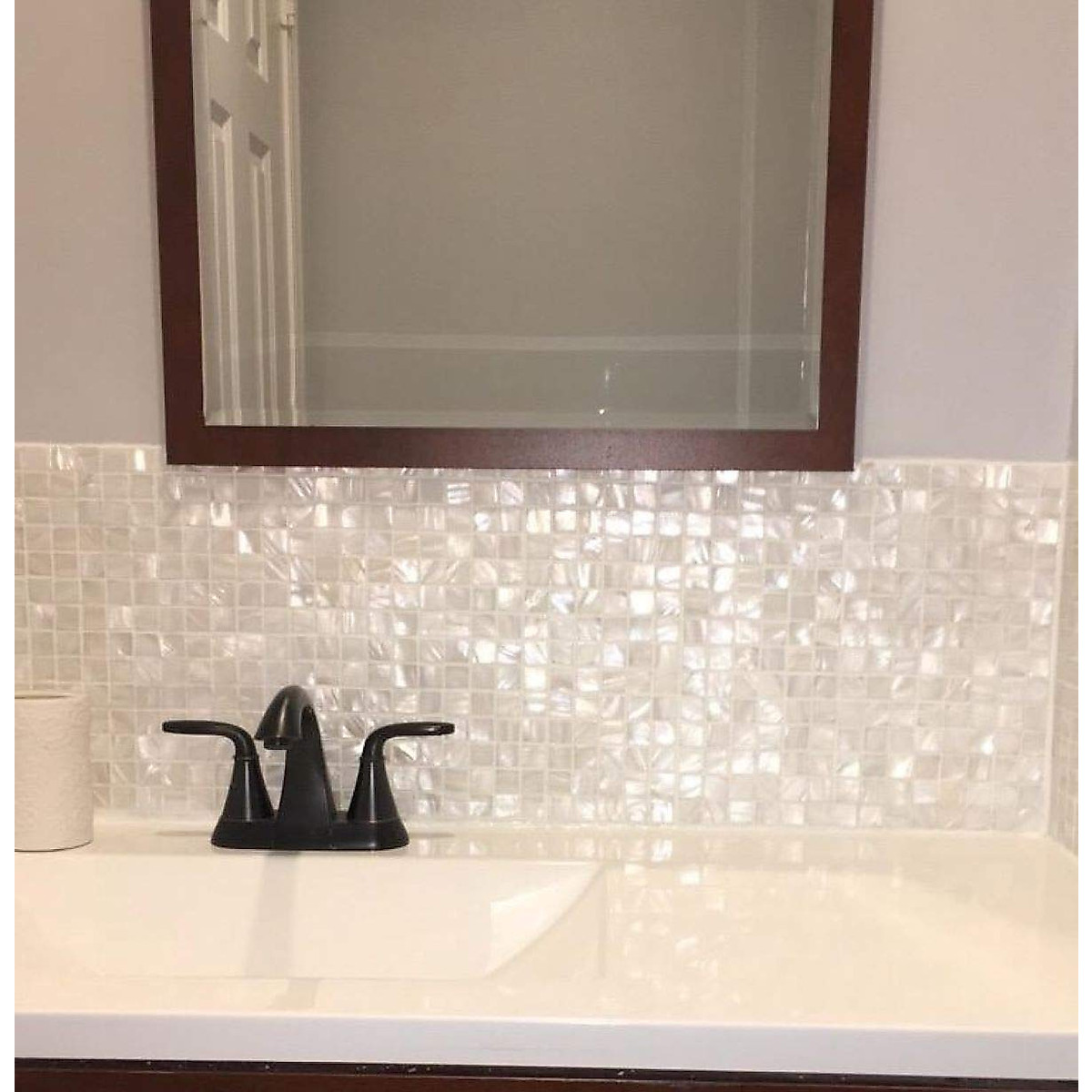 Art3d 10-Pack Oyster Mother of Pearl Square Shell Mosaic for Kitchen Backsplashes, Bathroom Walls, Spa Tile, Pool Tile