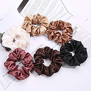 ZBORH 6 Pcs Satin Hair Scrunchies Soft Elastic Hair Ties Set for Women Teenage Girls Ponytail Holders