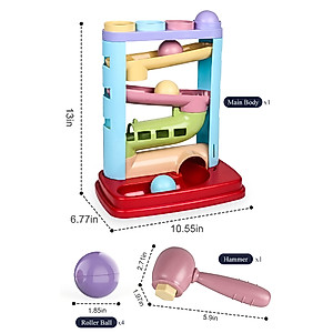 MEIJIABA Toys for 2 Year Old Boys, Toddler Sensory Educational Toys Age 2-4, Montessori Toys for Babies 18 Months, Girls Boys Early Learning Stacking Pound A Ball Hammer Birthday Gifts