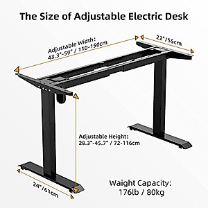 Velosan Standing Desk Frame, Electric Stand Up Desk Frame, Height Adjustable Electric Standing Desk Frame with LCD Touch Screen, Adjustable Height Desk Frame for Home & Office Table (Frame Only)