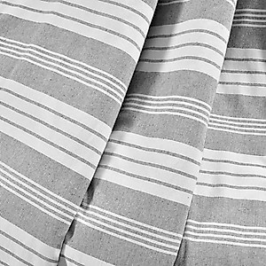 Lush Decor Farmhouse Yarn Dyed Stripe Throw Blanket, Gray/White Single 50X60