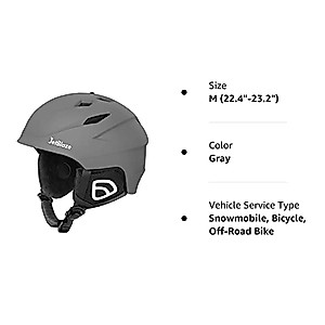 JetBlaze Ski Helmet, Snow Sports Helmet, Snowboard Helmet for Men Women Youth (Gray, M)