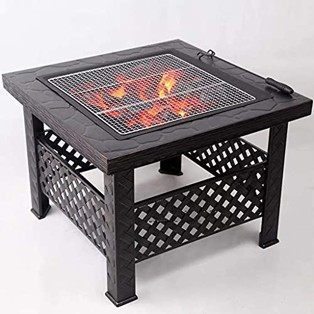 LEAYAN Garden Fire Pit Grill Bowl Grill Barbecue Rack Fire Pit, Outdoor Barbecue Table for Ground, Patio, Deck, Lawn, Outdoor or Campsite,Family Essential Multifunctional Stove