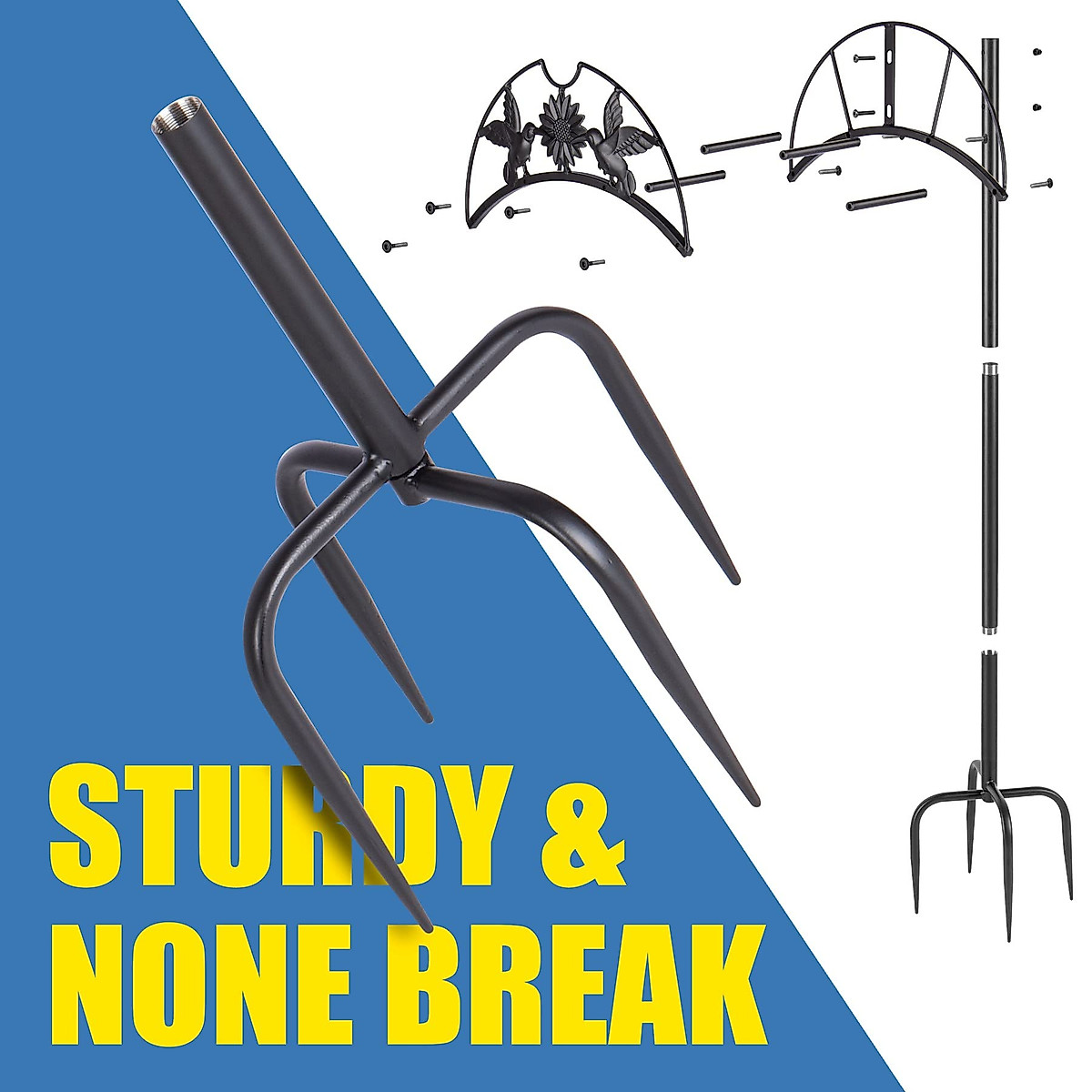 Garden Hose Holder, LERMX Upgraded Water Hose Stand Metal Hose Stand Detachable/Anti Rust Water Hose Holder Freestanding Hose Hanger Heavy Duty Garden Hose Storage Stand Rack for Outdoor