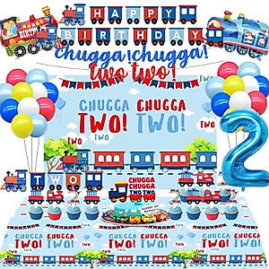 Chugga Chugga Two Two Party Supplies,Train 2nd Birthday Party Supplies,2nd Birthday Decorations For Boys,Chugga Chugga Two Two Party Decorations,
