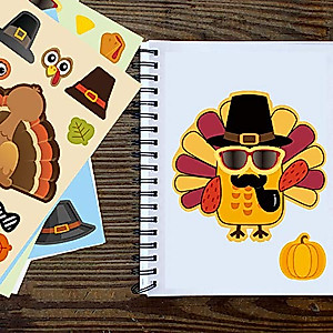 Make-A-Turkey Stickers Thanksgiving Party Favors Supplies Stickers for Kids Turkey Games Crafts Stickers Autumn Fall Harvest Halloween Thanksgiving Decorations