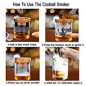 LOYUBNY Cocktail Smoker Kit Old Fashioned Smoker Kit Whiskey,Drink,Bourbon,BBQ Smoker Kit with4 Flavors Wood Chips Gift for Dad/Husband/Men/Father's Day