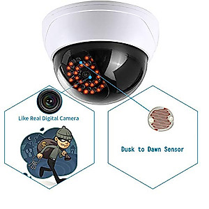 INKECI Simulated Surveillance Cameras, Dummy Security Camera, Fake Cameras CCTV Surveillance Systemwith Realistic Simulated LEDs,for Home Security Warning Sticker Outdoor/Indoor Use (2pack)