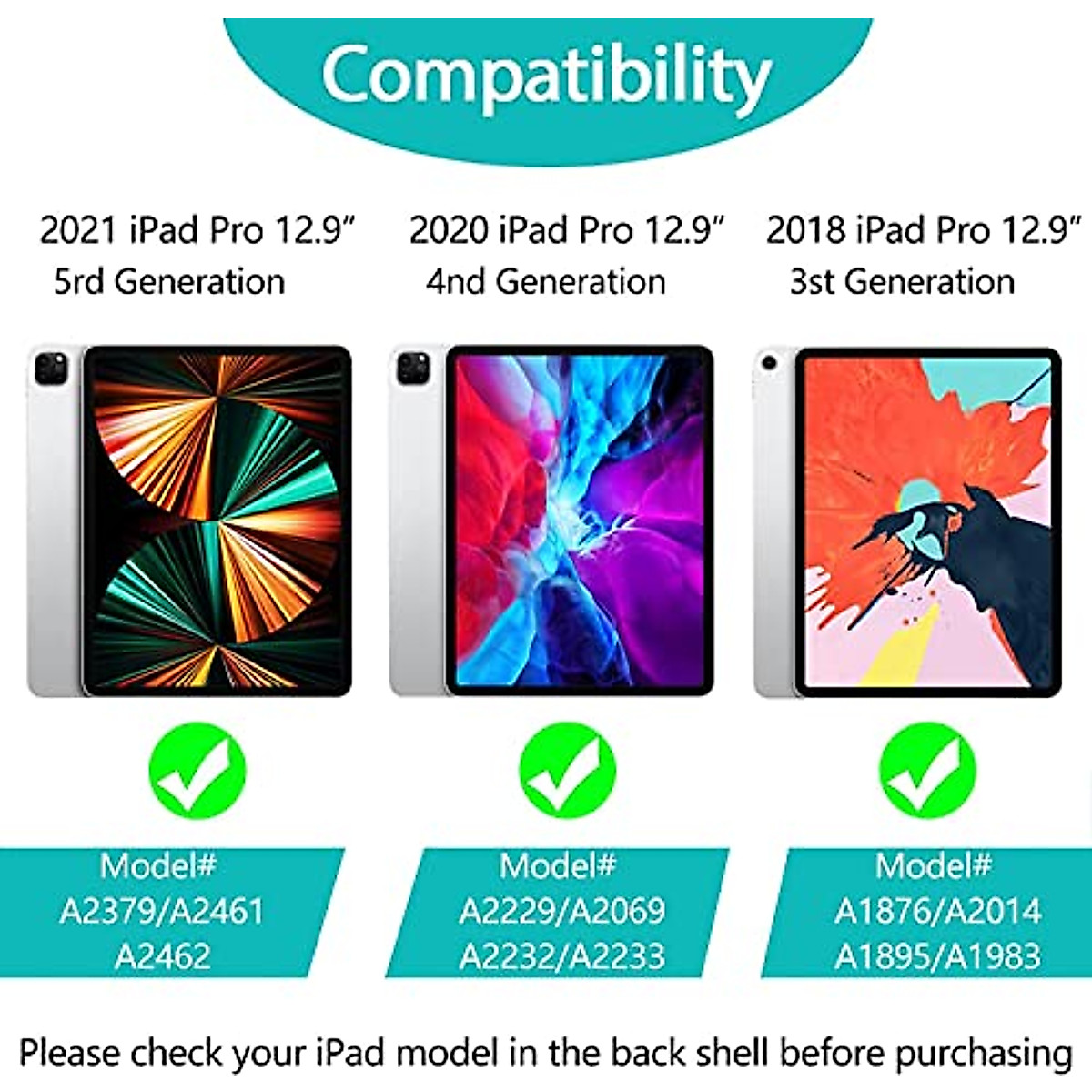 OCYCLONE Compatible with iPad Pro 12.9 Case 2021 2020 2018, 7 Viewing Angles Magnetic Stand with Pencil Holder Protective Case for iPad Pro 12.9 inch 5th 4th 3rd Gen, Blue