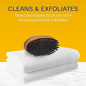 Seven Potions Beard Brush For Men With 100% First Cut Boar Bristles. Made in Pear Wood With Firm Bristles To Tame and Soften Your Facial Hair