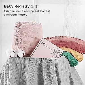 Synpos Muslin Crib Sheets for Boys Girl, Cotton 100% Crib Mattress Sheets,Fitted Baby Toddler Bed Crib Sheets 28" x 52", Neutral Sheets with Boho Style, Soft and Breathable Comfort (Pink)