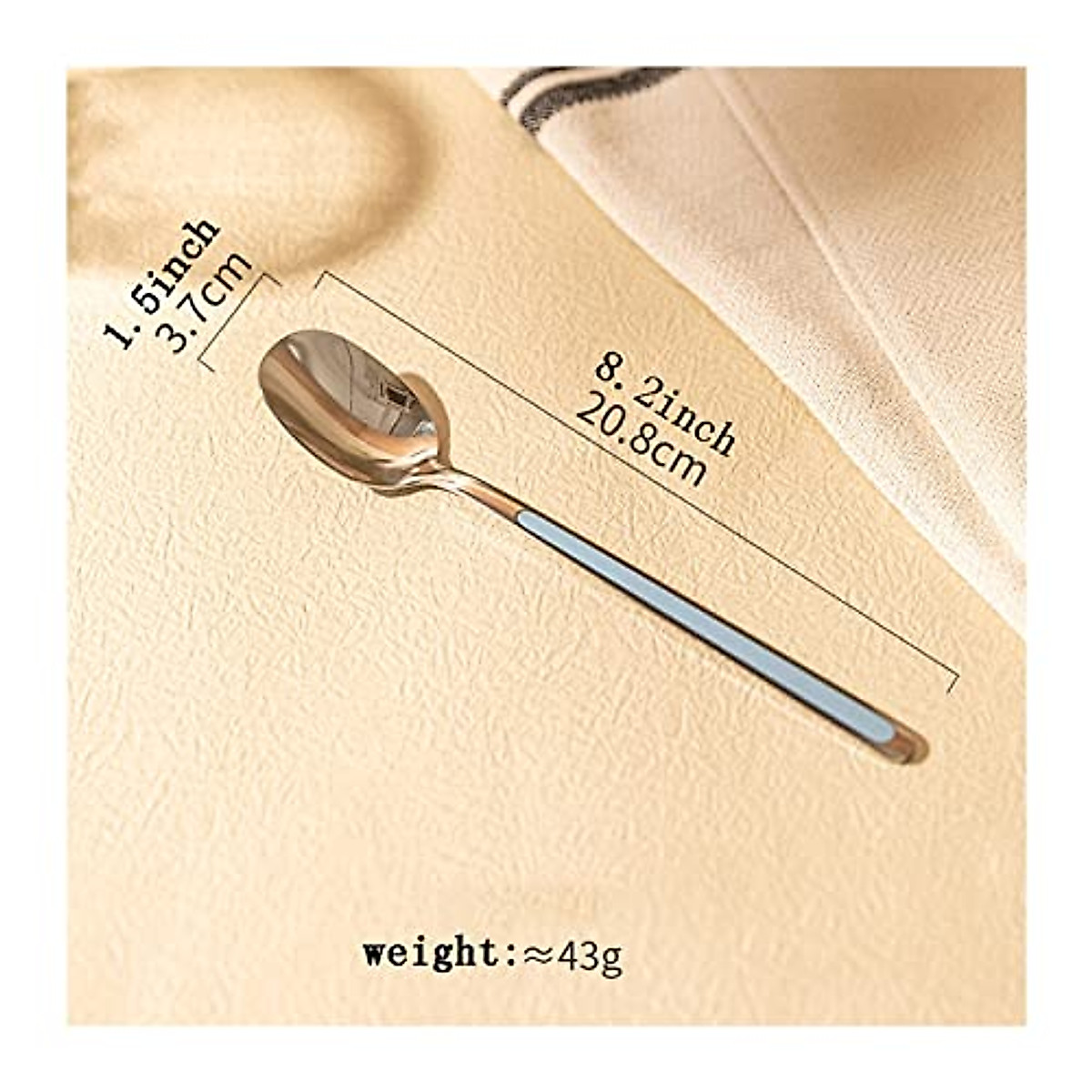Spoons Soup Spoon Stainless Steel Spoon Household Soup Spoon Long Handle Rice Spoon Durable Delicate Bright Spoon Teaspoon (Color : Bigblue Mug)