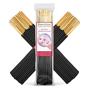 Japanese Cherry Blossom Exotic Incense Sticks 7 Inch - Bulk 1 Bundle 85 to 100 Sticks - Natural 7" Long Lasting Aroma That Burns for 30 to 45 Minutes.