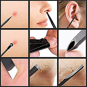 Manicure Set Professional Nail Clippers Kit Pedicure Care Tools- Stainless Steel Grooming Kit 18Pcs for Travel or Home (Black/Pink)