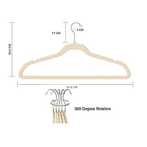 TECHZOO 50 Pack New Premium Quality Velvet Hangers Ultra Thin Non Slip Adult Felt Space Saving Hangers for Closet Heavy Duty Coat Pants Jackets Dress Hangers 360° Swivel Hook Hold Upto 10 lbs Ivory