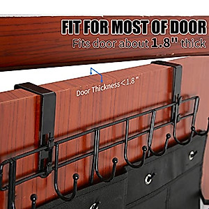 meluke Over The Door Hooks Organizer with 16 Large Pockets and 7 Coat Hooks, Over The Door Hook Door Hanger