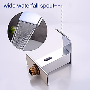 Gangang Touchless Bathroom Sink Faucet Motion Sensor Hands Free Automatic Commercial Vanity Water Faucets with Temperature Control Hot & Cold Mixing Valve Chrome
