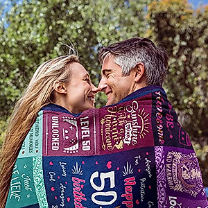 50th Birthday Gifts For Women 50"x60" Blanket, 50th Birthday Gift Ideas, 50 Birthday Gifts For Women, 50 Year Old Gifts For Women, 50th Birthday Decorations Women, 50th Bday Gifts Women Throw Blankets