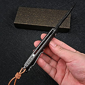 SDOKEDC Best Handmade Damascus Pocket Knife For Men Flipper Folding Hunting Knives With Liner Lock Clip Camping Survival Gear Edc Self Defense Knife (Ebony)