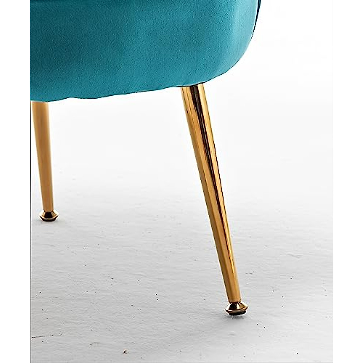 Container Furniture Direct Velvet Barrel Accent Chair with Scalloped Silhouette and Gold Metal Legs, Decorative Piece Suitable for Traditional, Modern, and Contemporary Spaces, Greenish Blue