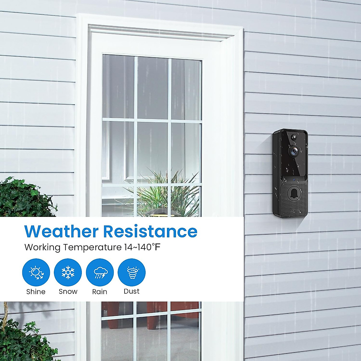 ALPHAPEACH Smart Video Doorbell Camera Wireless with Included Chime, AI Human Detection, Cloud Storage, Night Vision, 2-Way Audio, Battery Powered, 2.4G WiFi, Indoor Outdoor Surveillance
