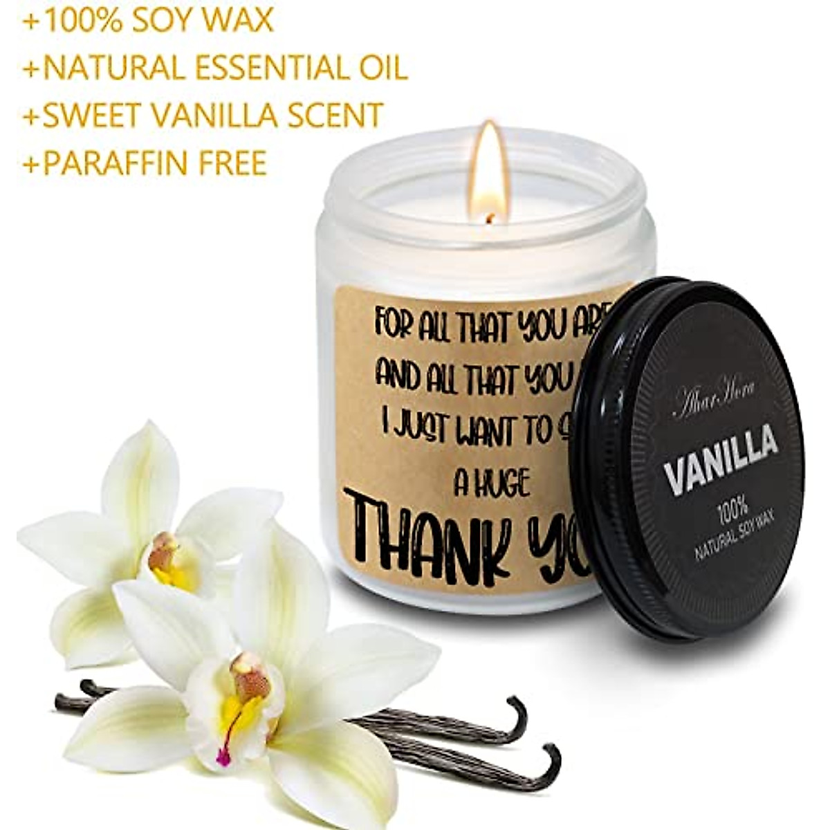 AharHora Vanilla Scented Candles for Mom, Thank You Candle Gifts for Women, Warm Gift for Thanksgiving Day Mother's Day Appreciation Gift, Funny Gift Candle for Women Men Family Mom Friend Coworkers
