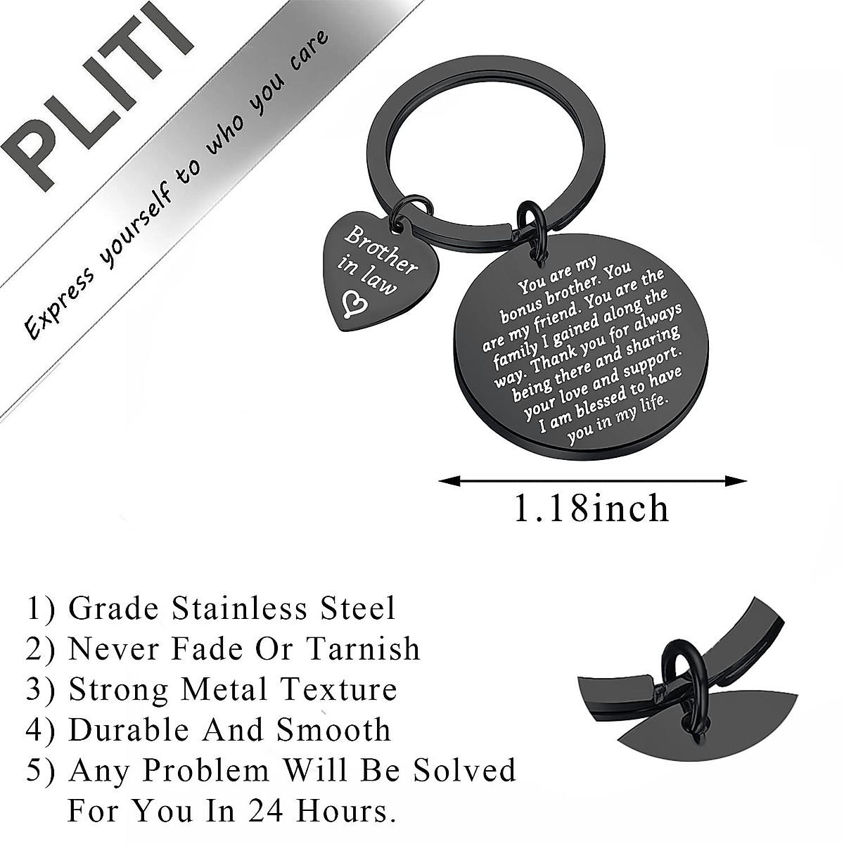 PLITI Bonus Brother Gifts Brother-In-Law Gifts Brother Keychain Brother Of The Bride Gifts (Brother in law bl)