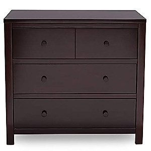 Delta Children Wood Unisex Nursery 3 Drawer Single Dresser - Dark Chocolate Brown