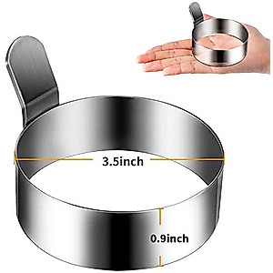 Winkeyes 4pcs 3.5 Inch Stainless Steel Round Pancake Rings Egg Rings, Non Stick Fried Egg Mold, Pancakes Maker Molds, Breakfast Egg Sandwich Cooker Maker (3.5inch)